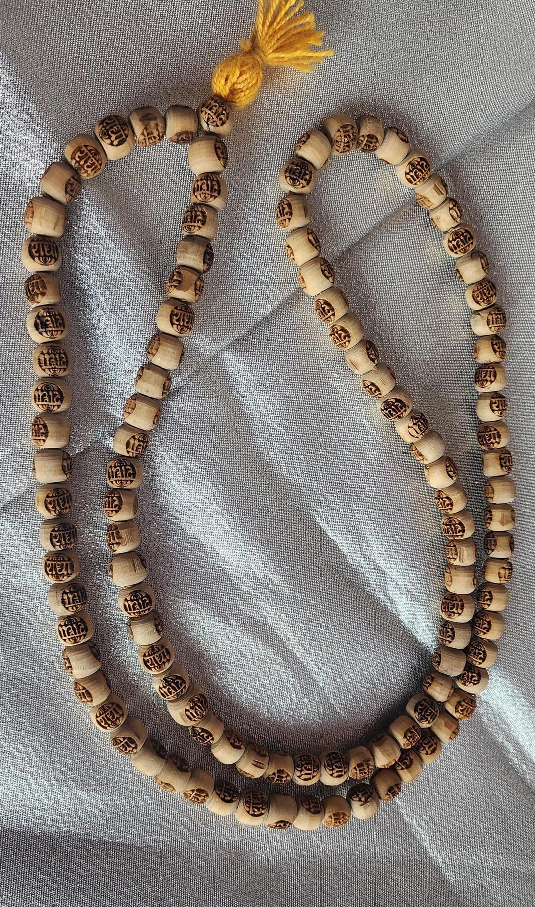 Radha Name Carved Tulsi Mala /wearing Tulsi Mala /tulsi Neckless Radha ...