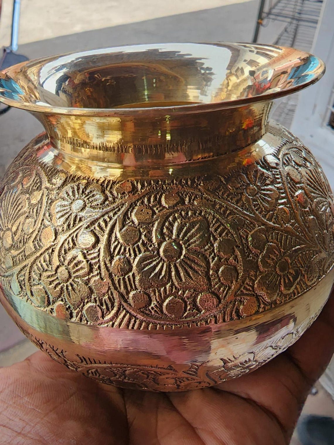 Antique Brass Lota , Brass Kalash With Unique Design , Vrindavan Made ...