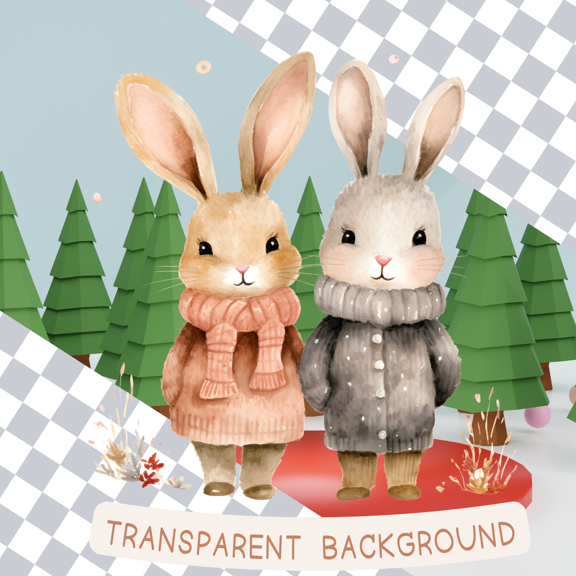 4 Cute Couple Rabbit Clipart, Romantic Rabbit Clipart, Romantic Couple ...