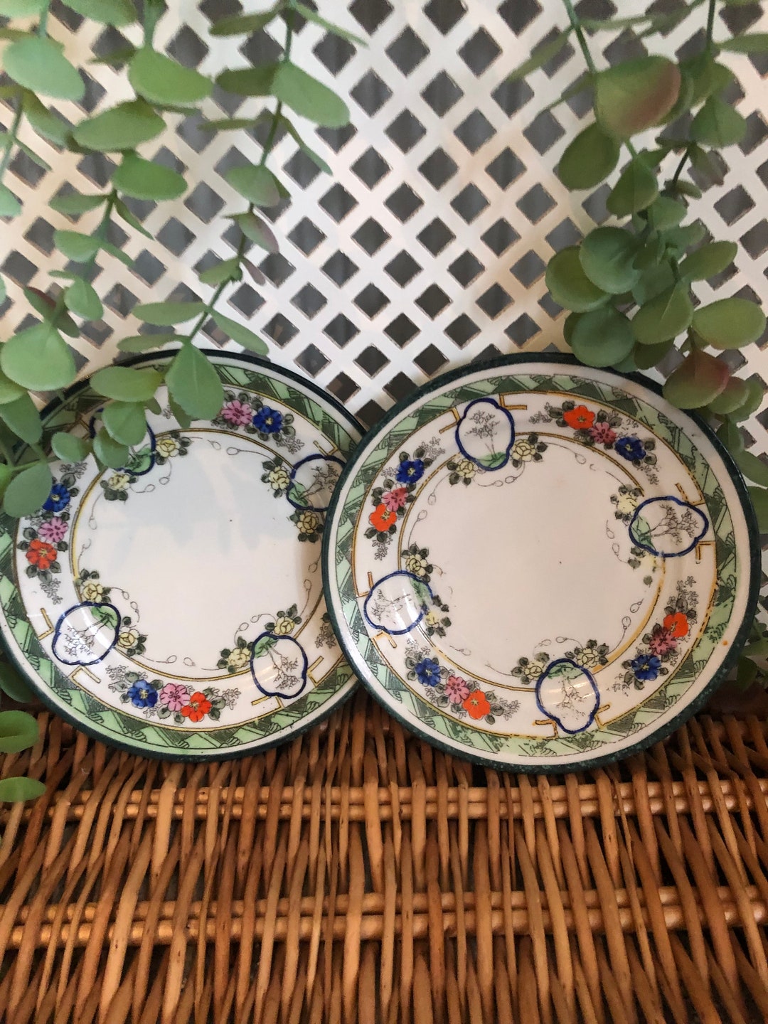 Two Vintage Hand Painted Plates - Etsy