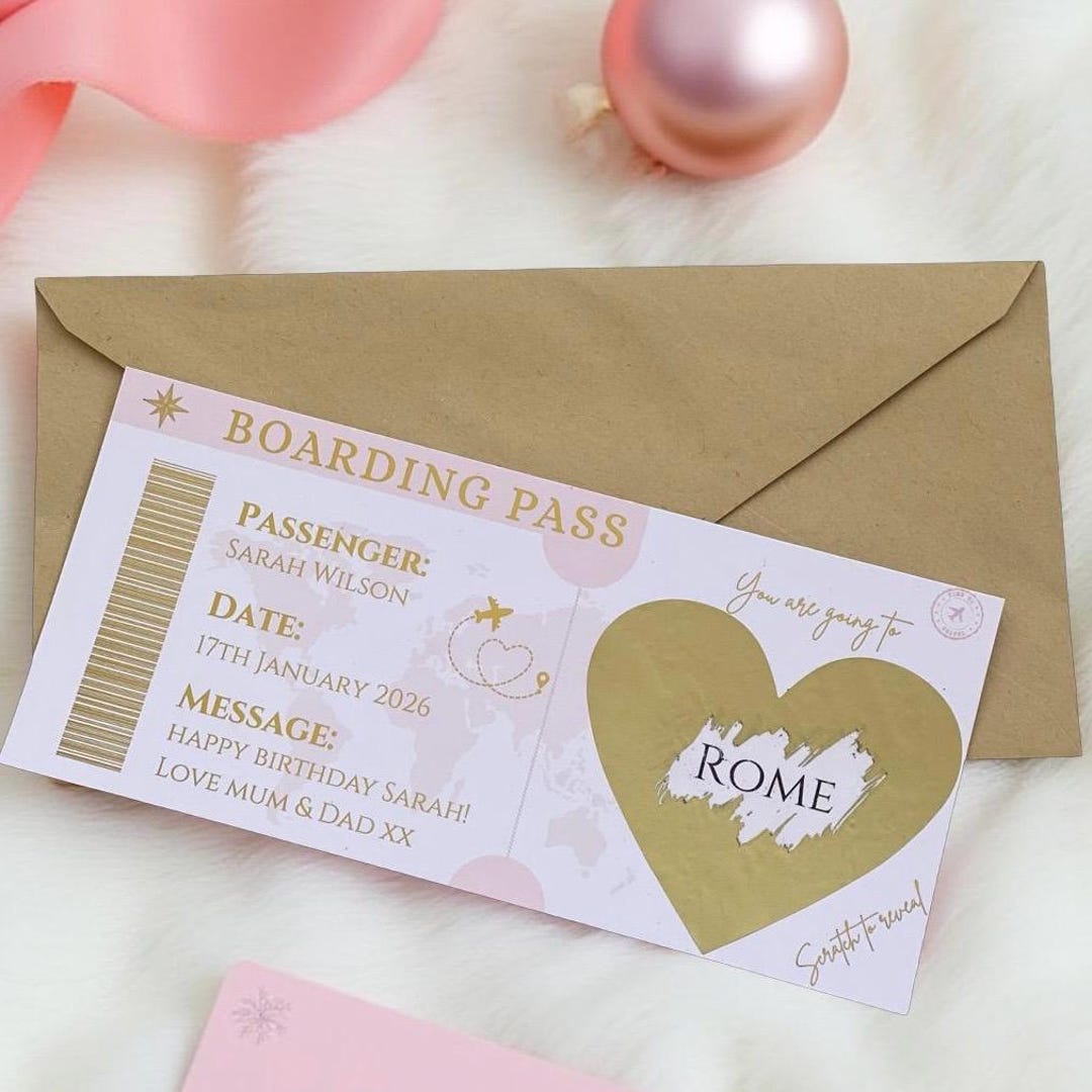 Personalised Scratch Reveal Boarding Pass | Surprise Trip Ticket ...