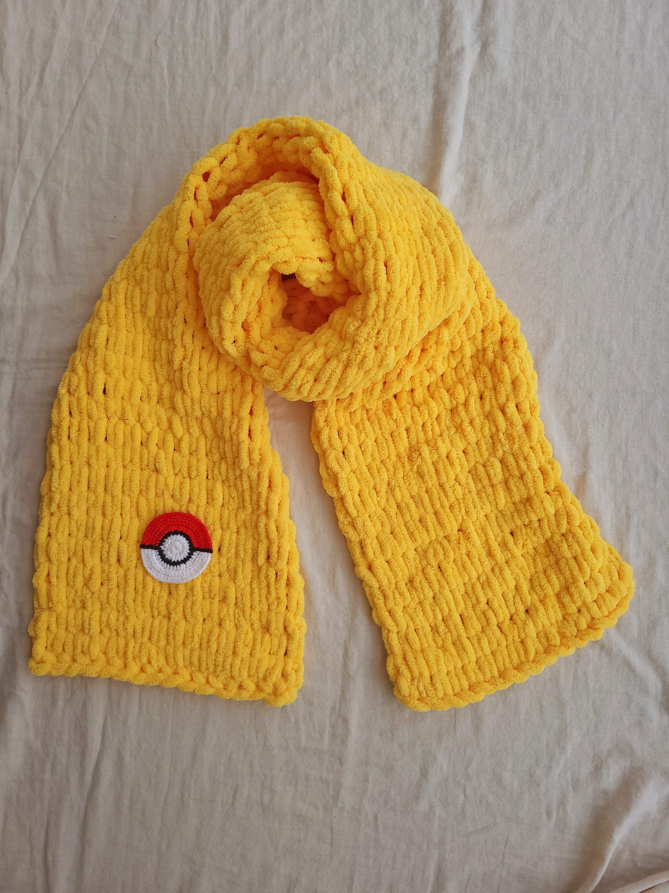Pikachu and Squirtle Hand Knit Chunky Scarf, Pokemon Theme Knit Scarf ...
