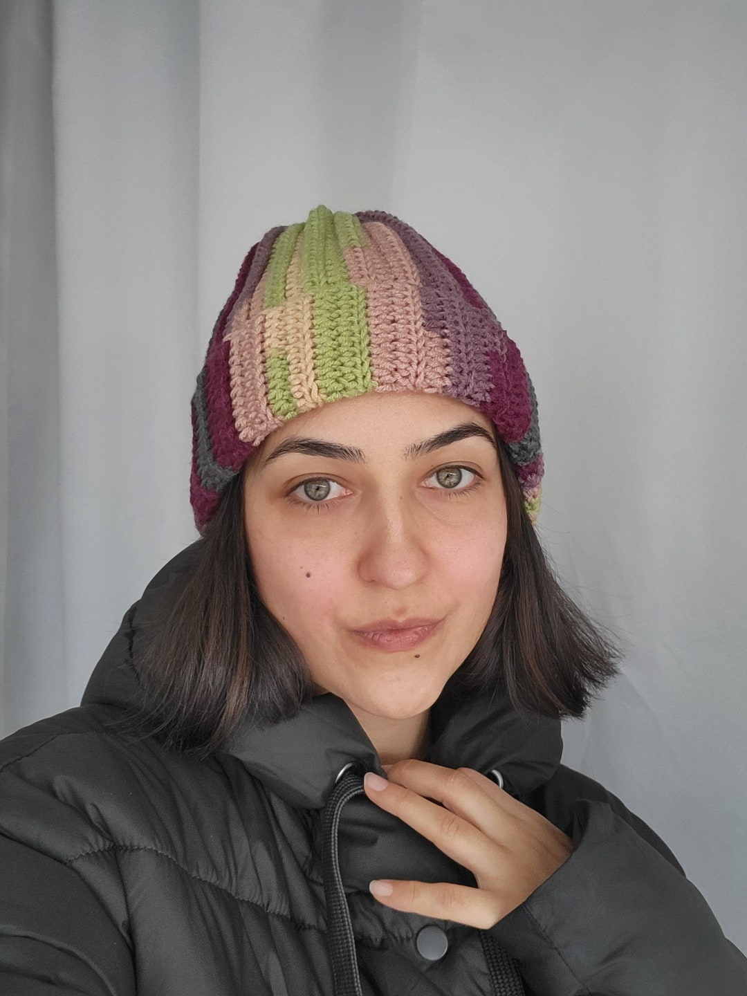Colorful Crochet Beanie, Cute Knit Beanie, Handmade Knitted Beanie ...