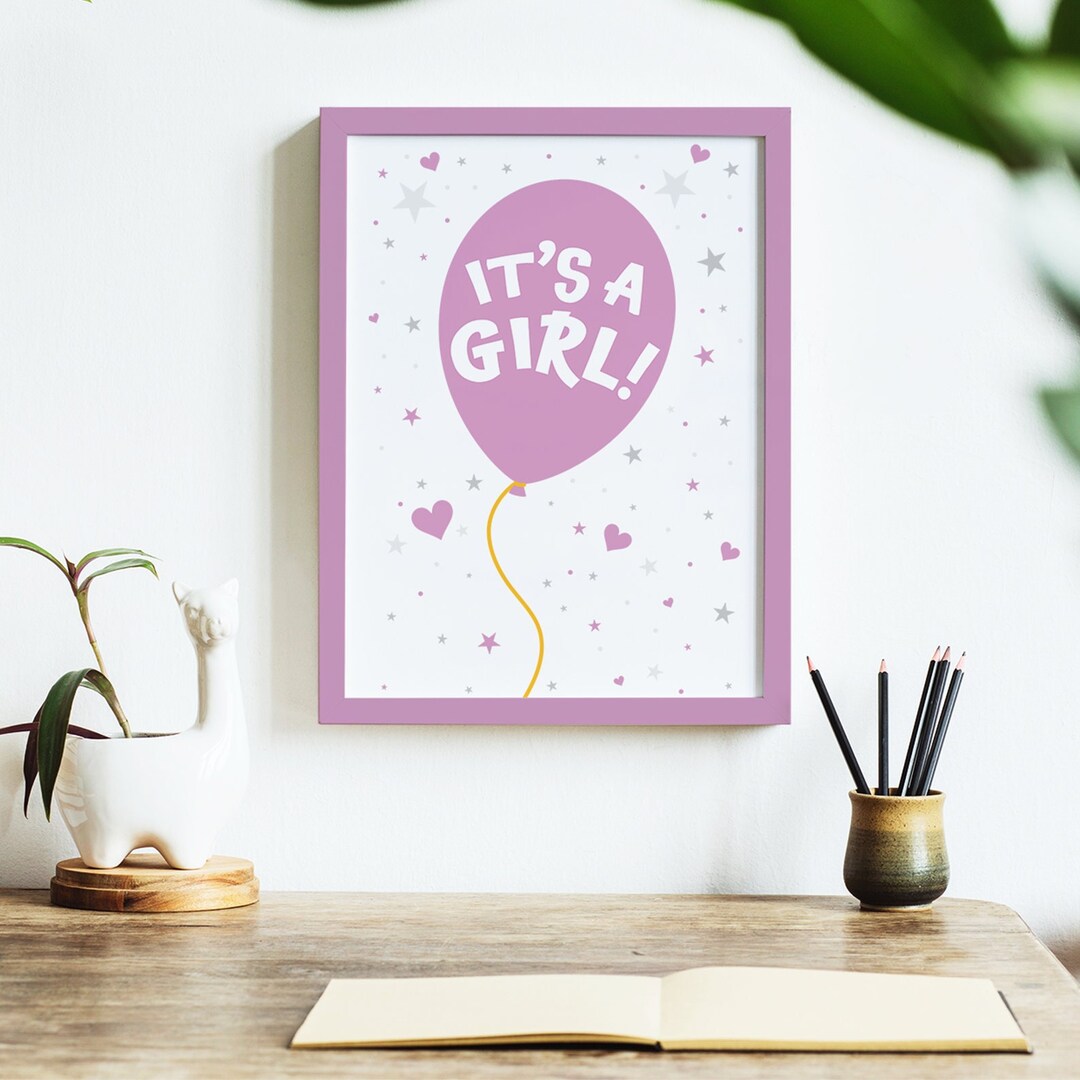 It's a Girl Digital Download in X3 Sizes A5, A4 & A3 - Etsy