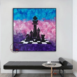 Checkmate Painting 40 Chess, Original Oil Painting on Canvas, Office ...
