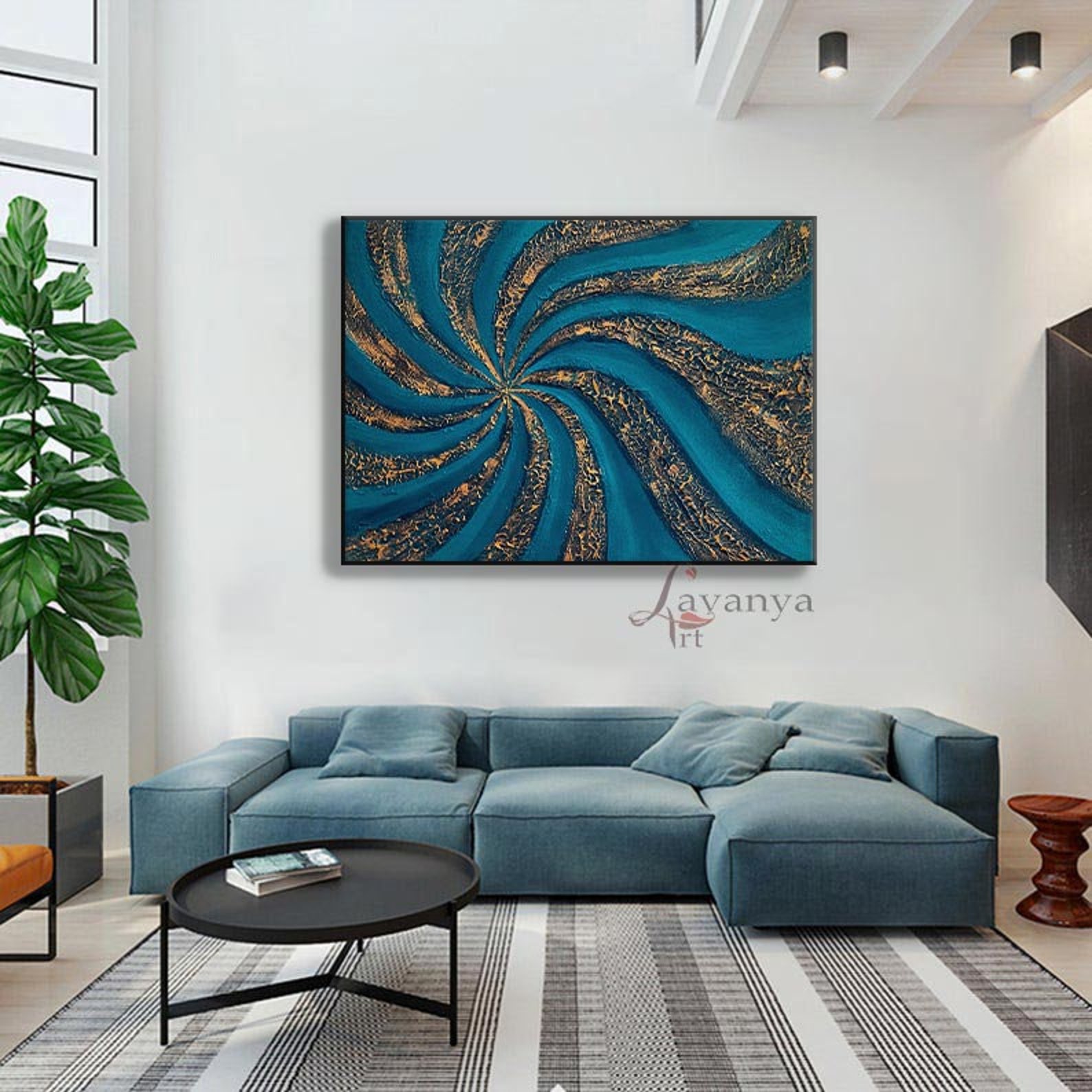 Abstract Painting Original Large Turquoise Painting Textured Art ...