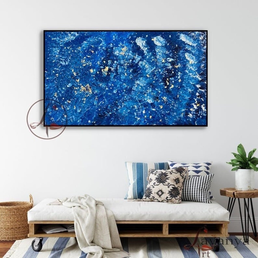 Abstract Painting Original Gold Leaf Painting Large Blue - Etsy
