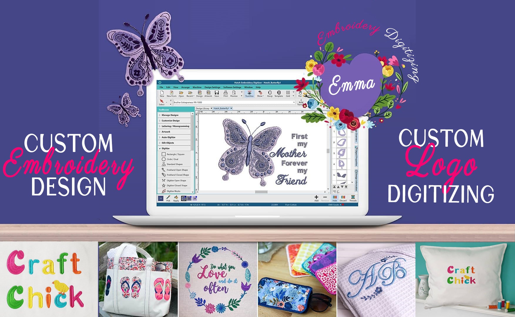 Custom Embroidery Digitizing, Custom Embroidery Pattern, Custom ...