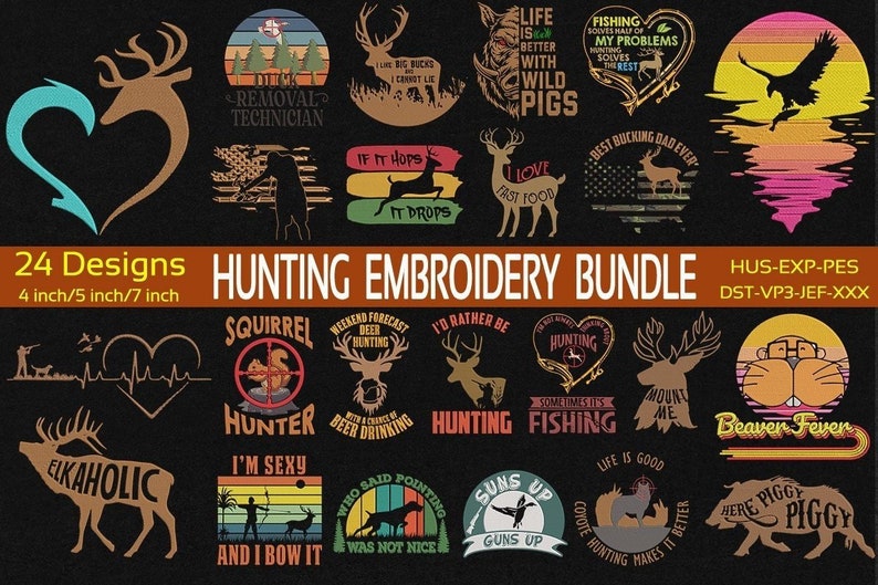 Set Bundle Hunting Design for Embroidery Machine, Bundle Hunting ...