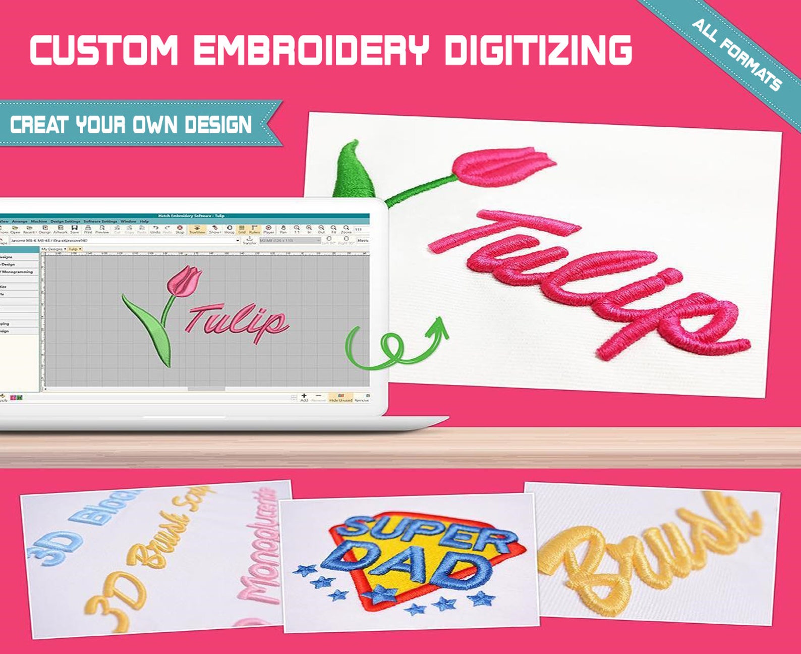 Custom Embroidery Digitizing Custom Embroidery Pattern - Etsy