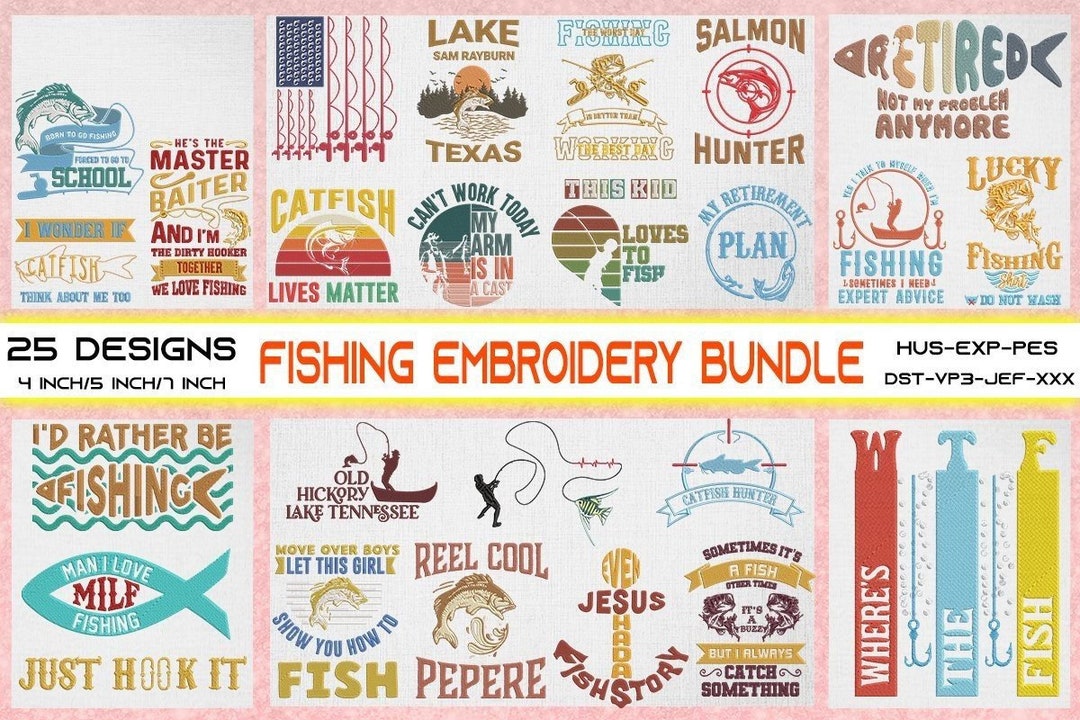 Set Bundle Fishing Design for Embroidery Machine, Bundle Fishing ...