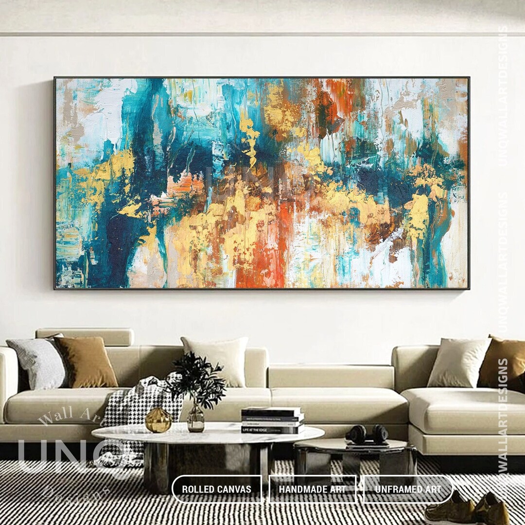 Large Colorful Abstract Art, Modern Handmade Wall Artwork, Modern ...