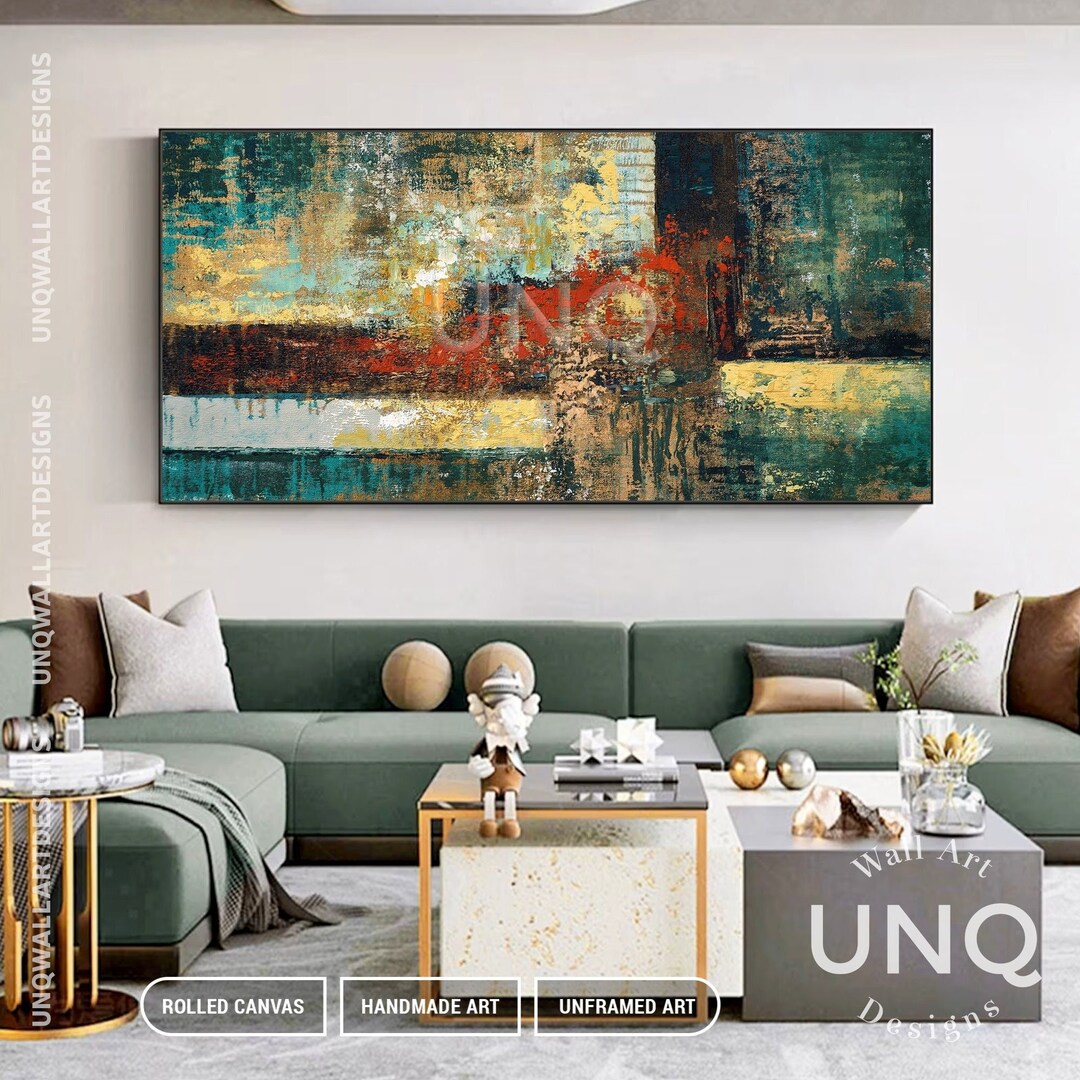 Original & Handmade Abstract Painting, Original Green Textured Art, Oil ...