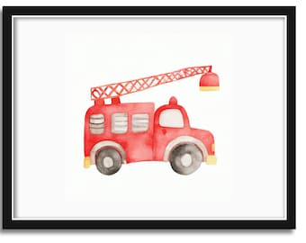 Firetruck Painting. Printable Fire Engine Print Wall Art. Fire - Etsy