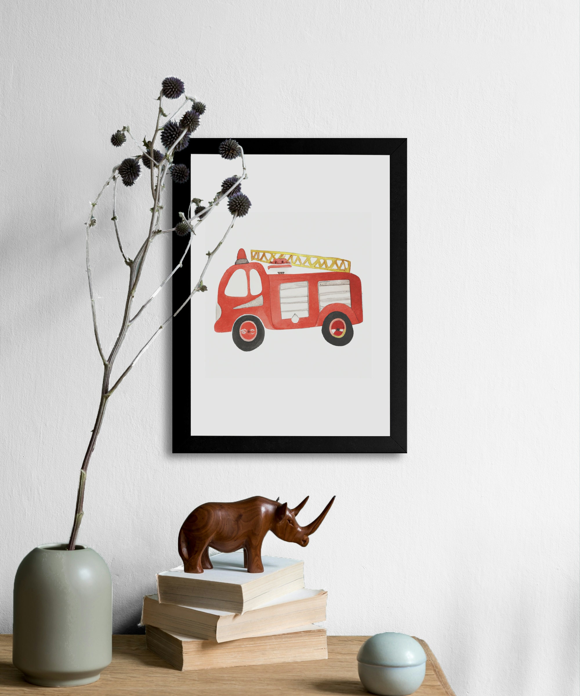 Firetruck Painting. Printable Fire Engine Print Wall Art. Fire - Etsy