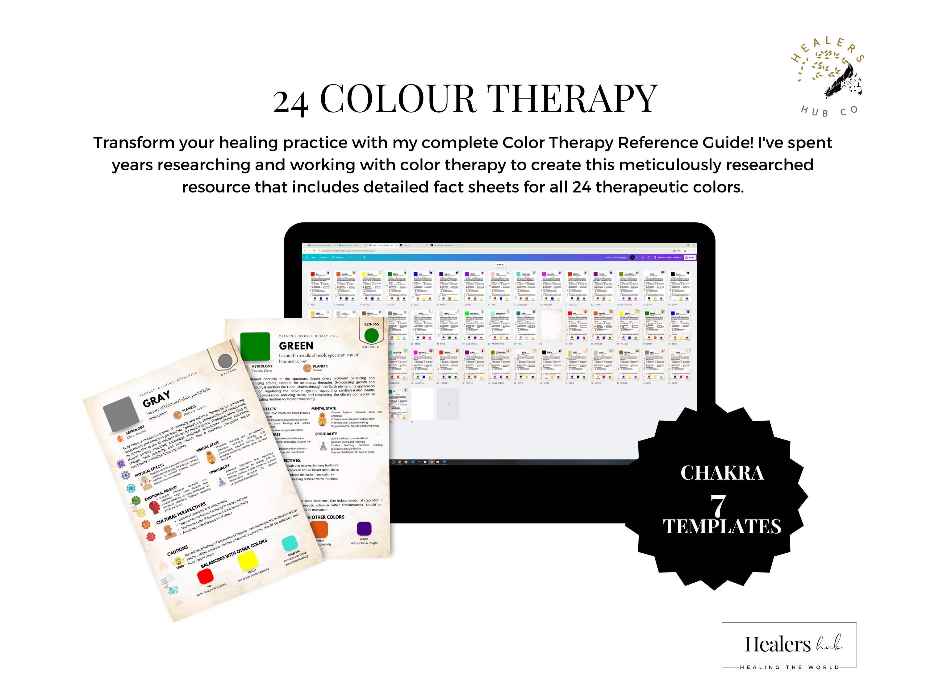 Complete Color Therapy / Chromotherapy Guide: 24 Color Fact Sheets ...