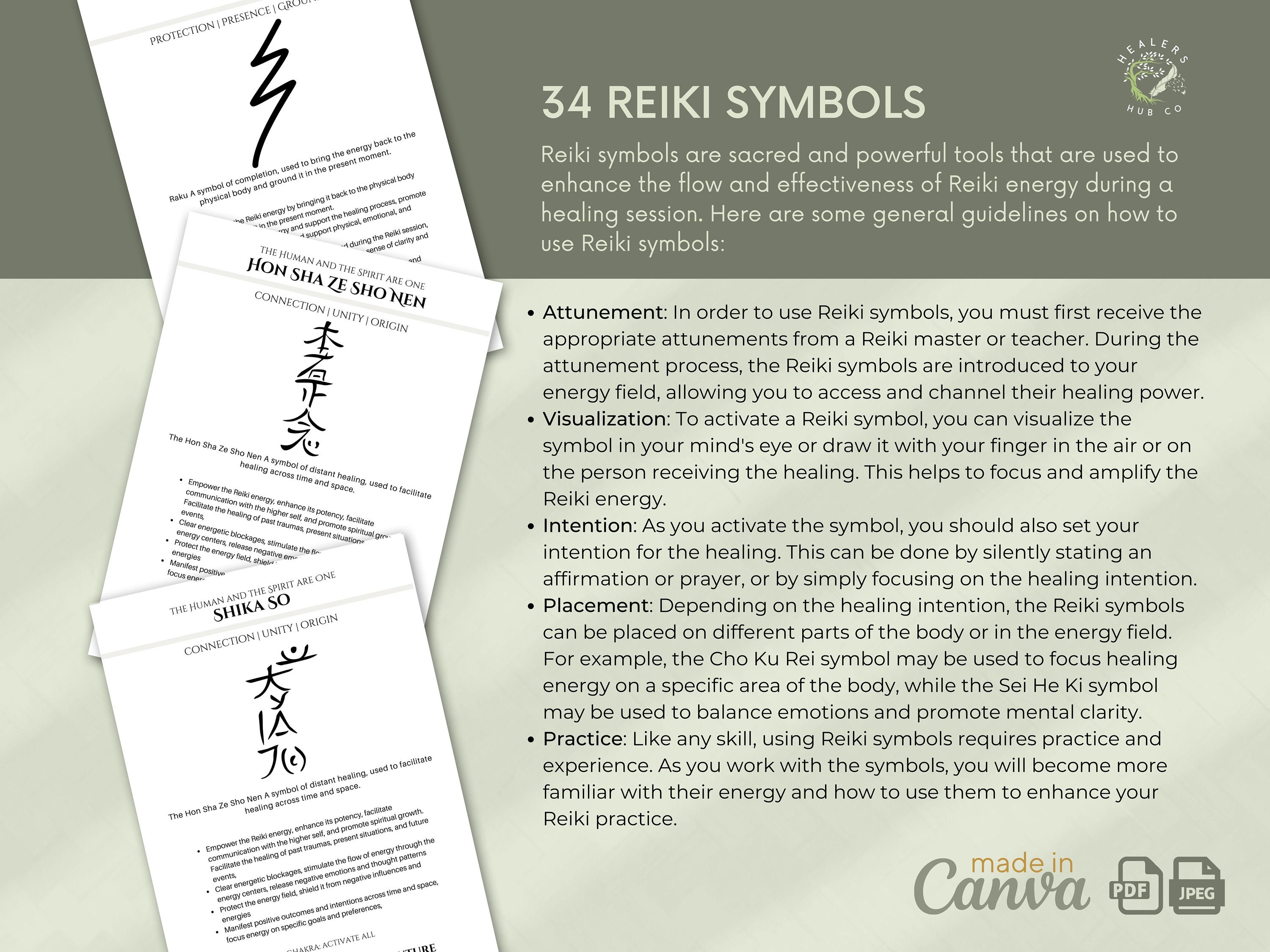 Reiki Symbols Bundle: Digital Cards With Canva Template | Usui, Karuna ...
