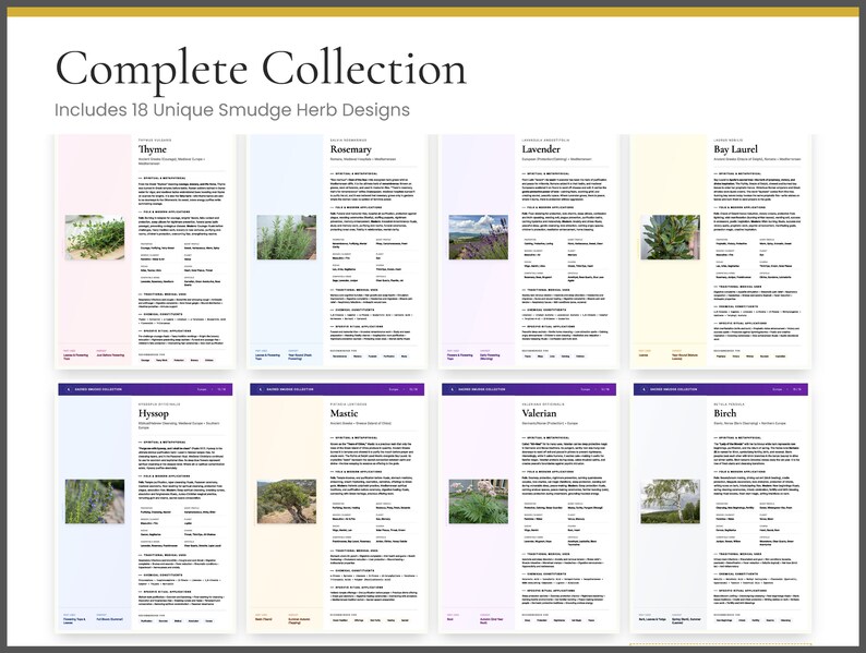 European Smudge Herb Fact Sheets for Grimoire & Green Witch (PDF) - Etsy