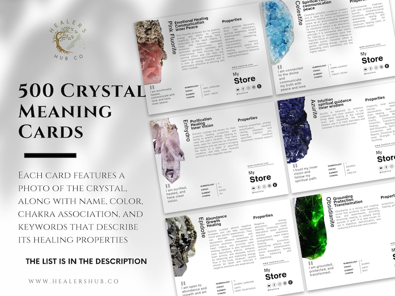 500 Editable Crystal Cards, A6 Landscape Canva Template - Etsy