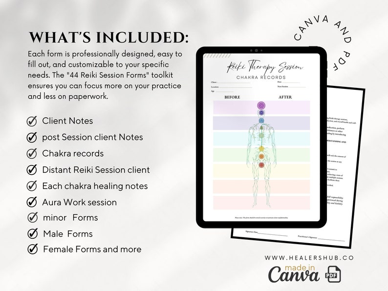Reiki Session Forms: Client Record System (digital Download) - Etsy