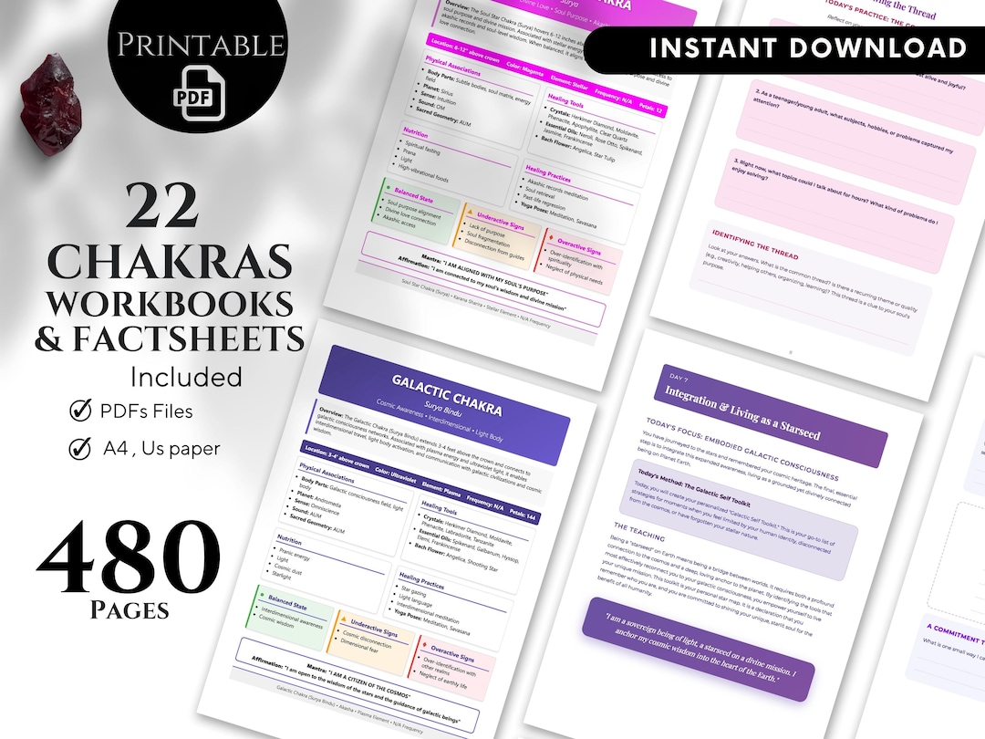 22 Chakra Healing Guide and Workbooks 480 Pages With 7 Days Challlages ...