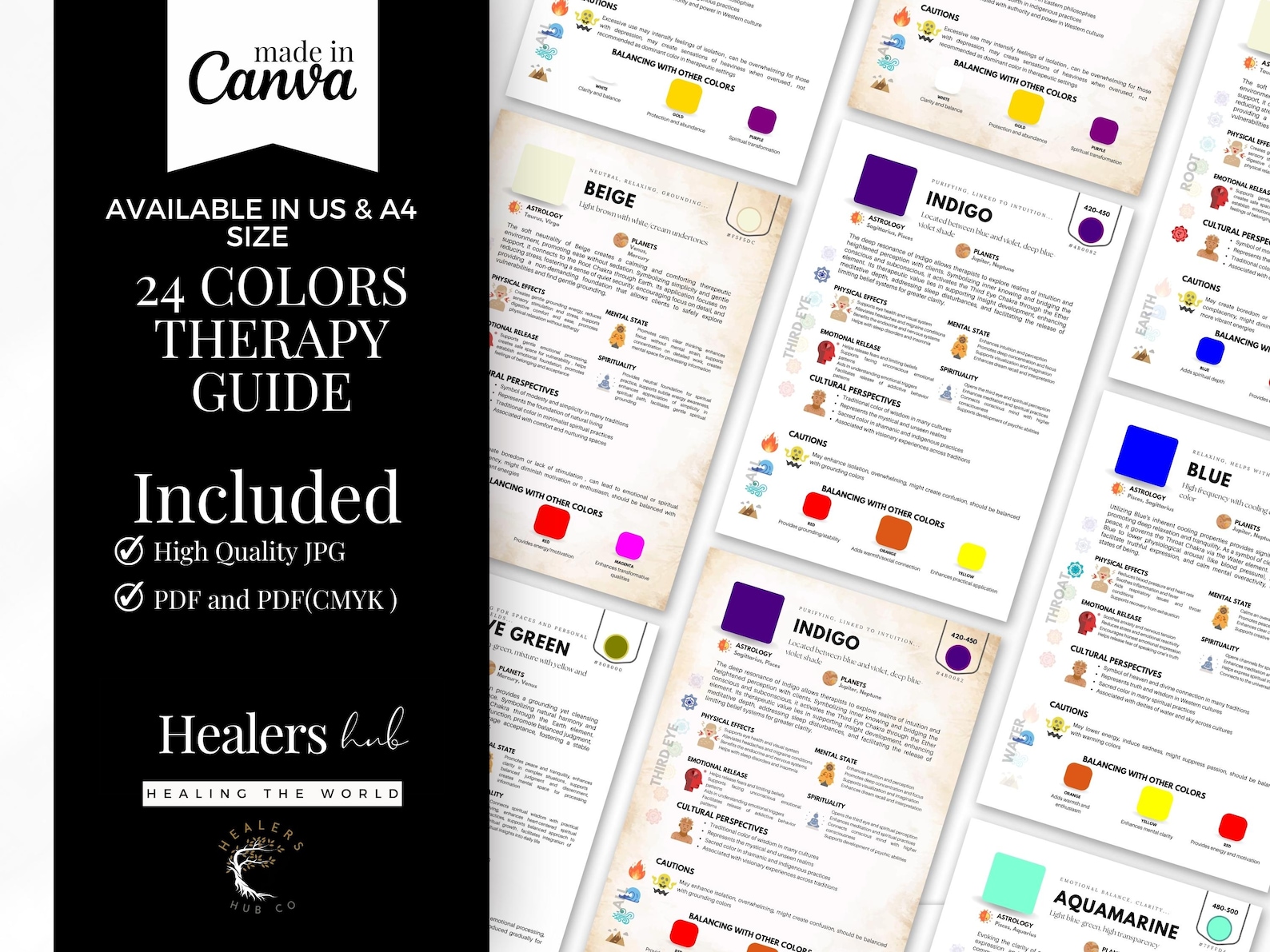 Complete Color Therapy / Chromotherapy Guide: 24 Color Fact Sheets ...