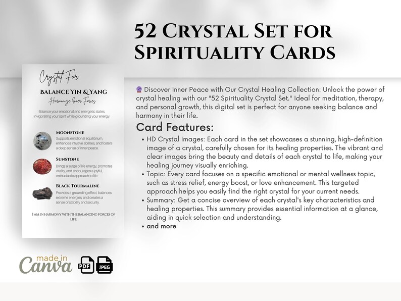 52 Crystal Card Set: Spiritual Growth & Wellness (printable) - Etsy