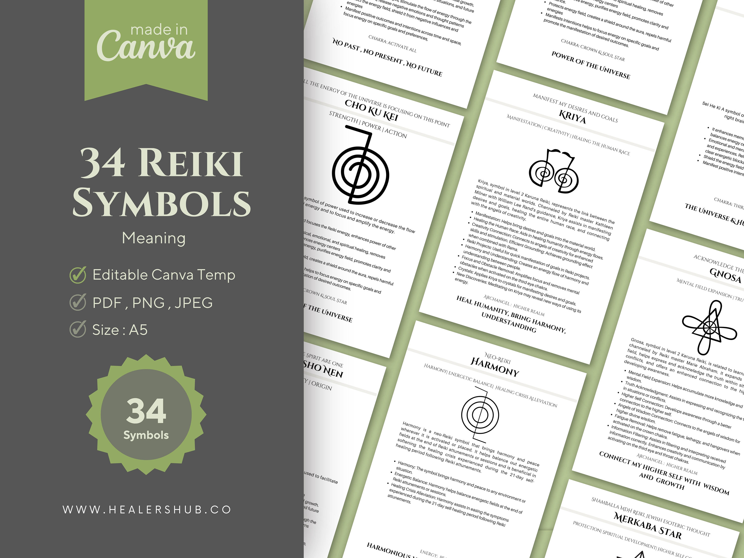 Reiki Symbols Bundle: Digital Cards With Canva Template | Usui, Karuna ...