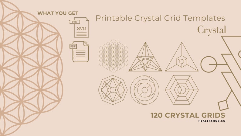 120 Crystal Grid Templates: Sacred Geometry Layouts (PDF Printable) - Etsy
