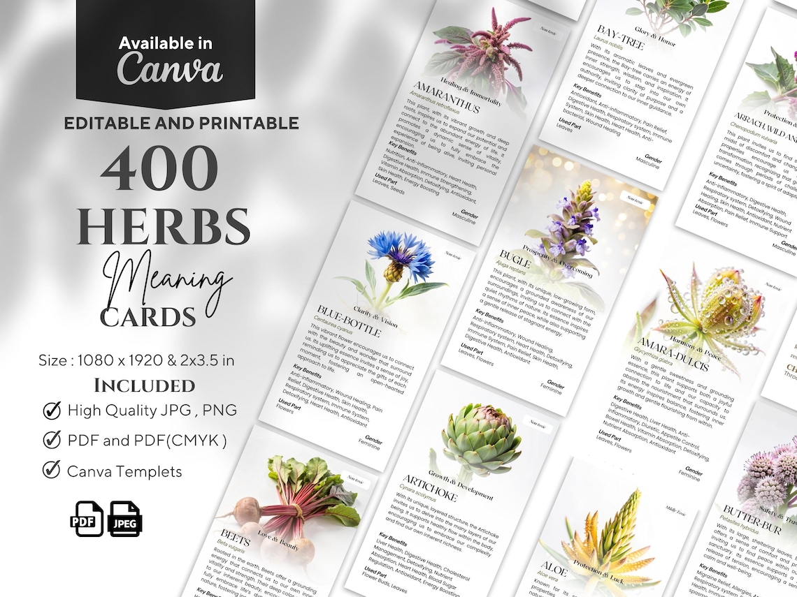 Herbology - 400 Herb Cards Biz Cards: Medicinal & Spirituality ...