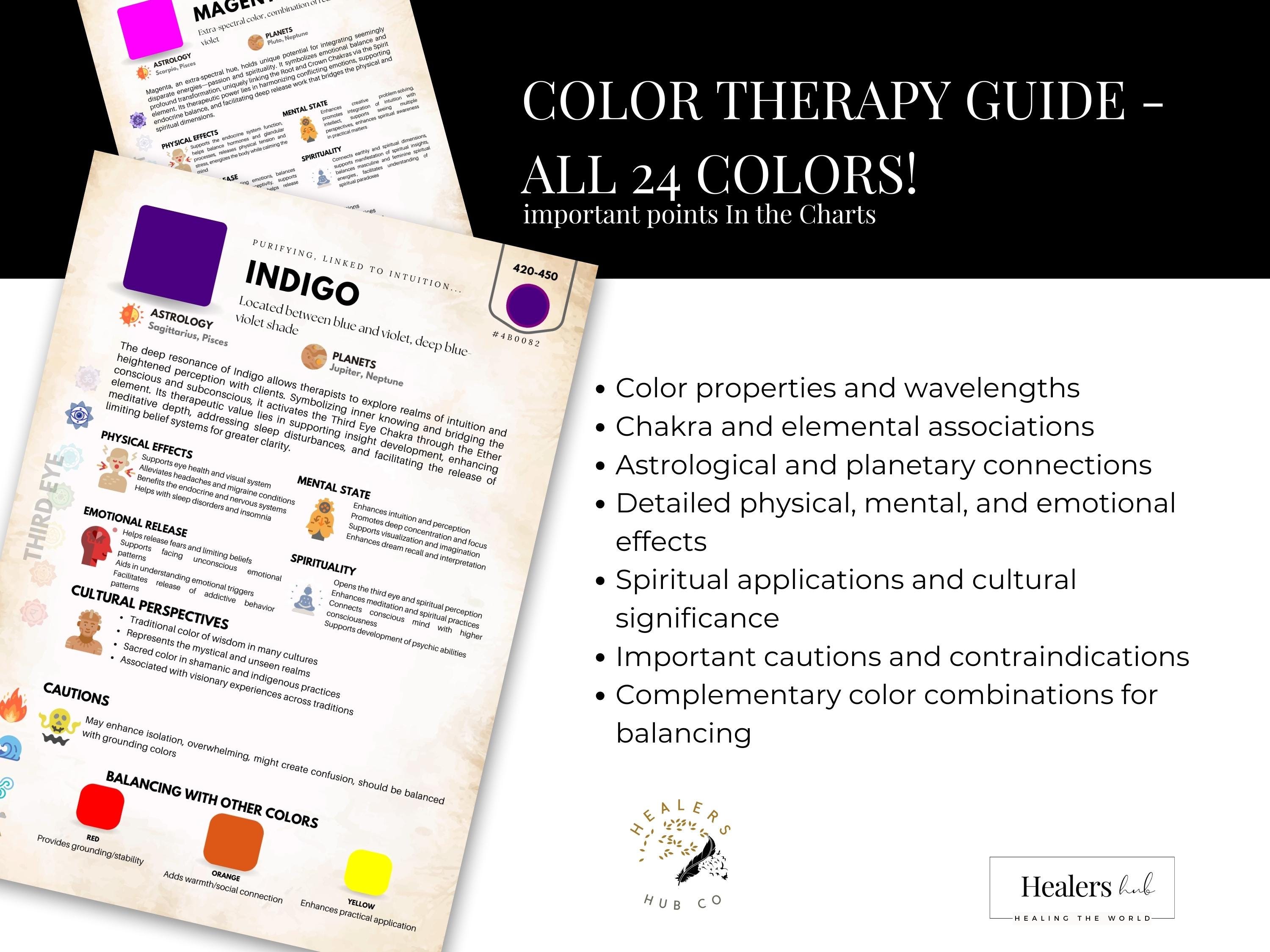 Complete Color Therapy / Chromotherapy Guide: 24 Color Fact Sheets ...