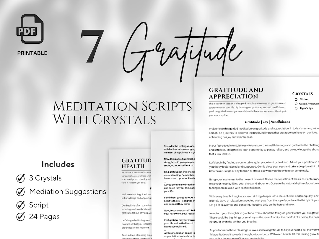 7 Guided Gratitude Meditation Scripts With Crystals : Mindfulness & Positivity - Etsy