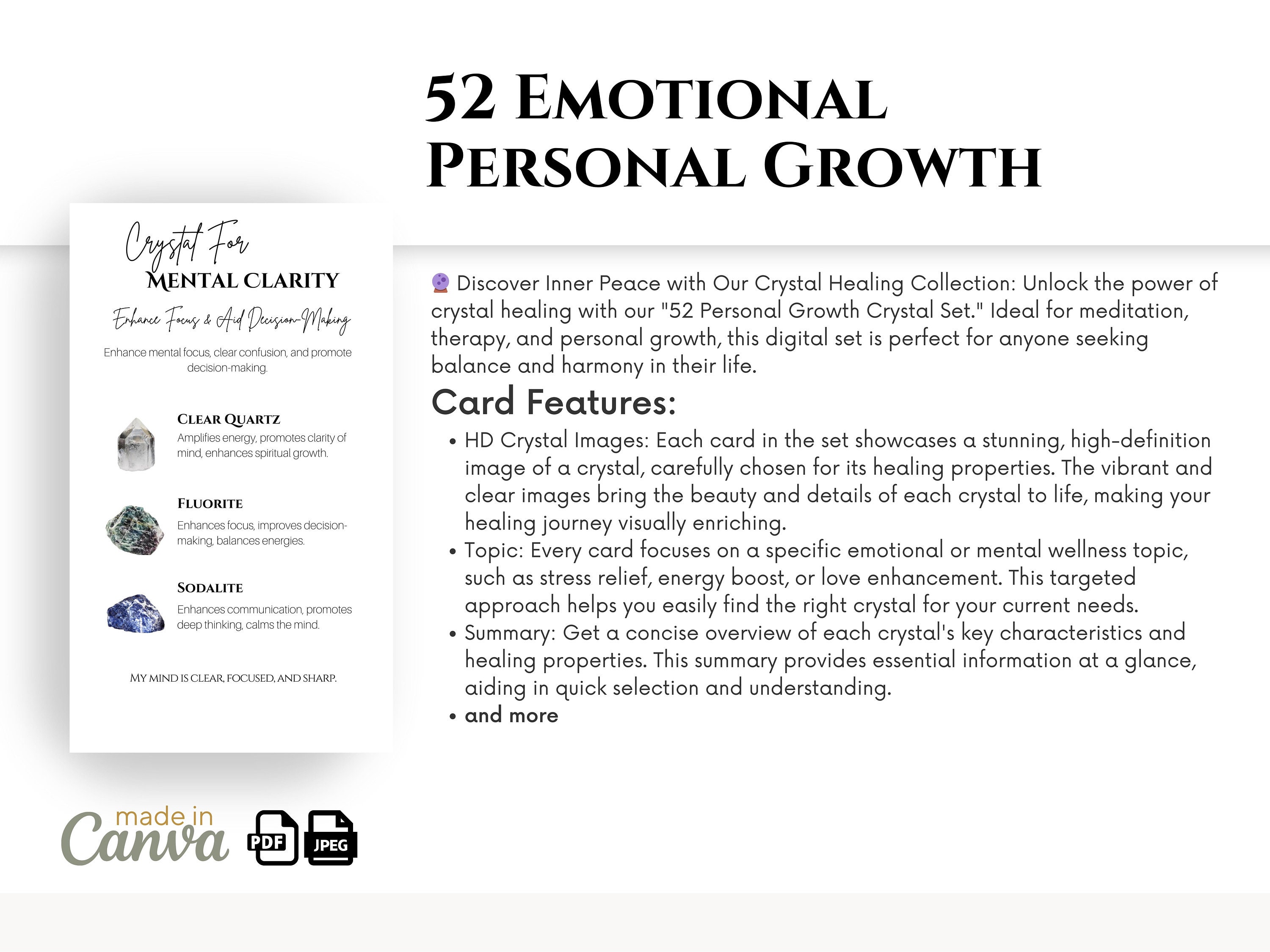 52 Crystal Healing Cards: Personal Growth & Emotional Wellness ...