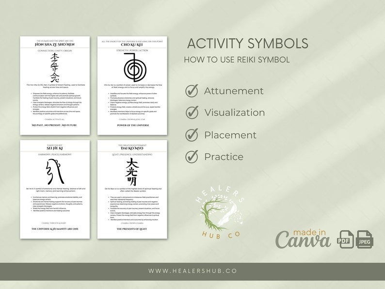 Reiki Symbols Bundle: Digital Cards With Canva Template | Usui, Karuna ...