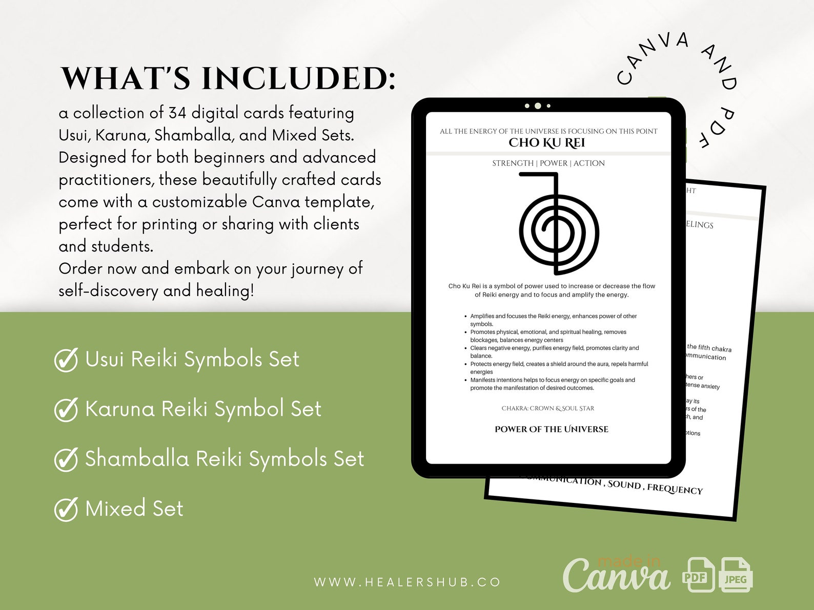 Reiki Symbols Bundle: Digital Cards With Canva Template | Usui, Karuna ...