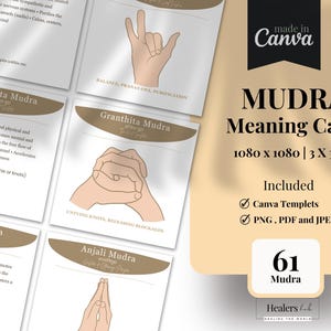 Mudra Digital Cards With Canva Template – Yoga Hand Gestures, Chakras ...