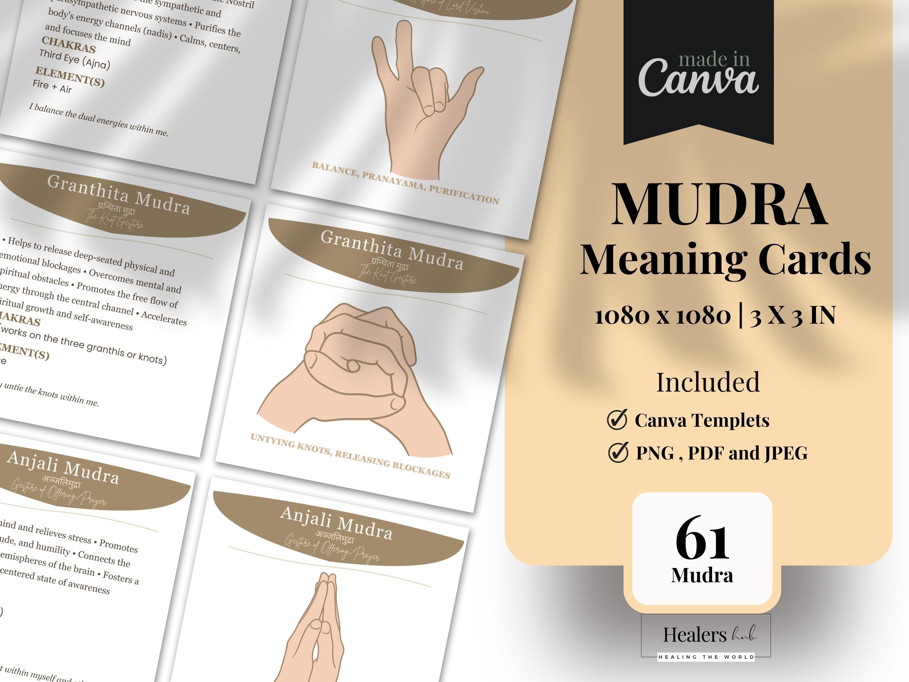 Mudra Digital Cards With Canva Template – Yoga Hand Gestures, Chakras ...