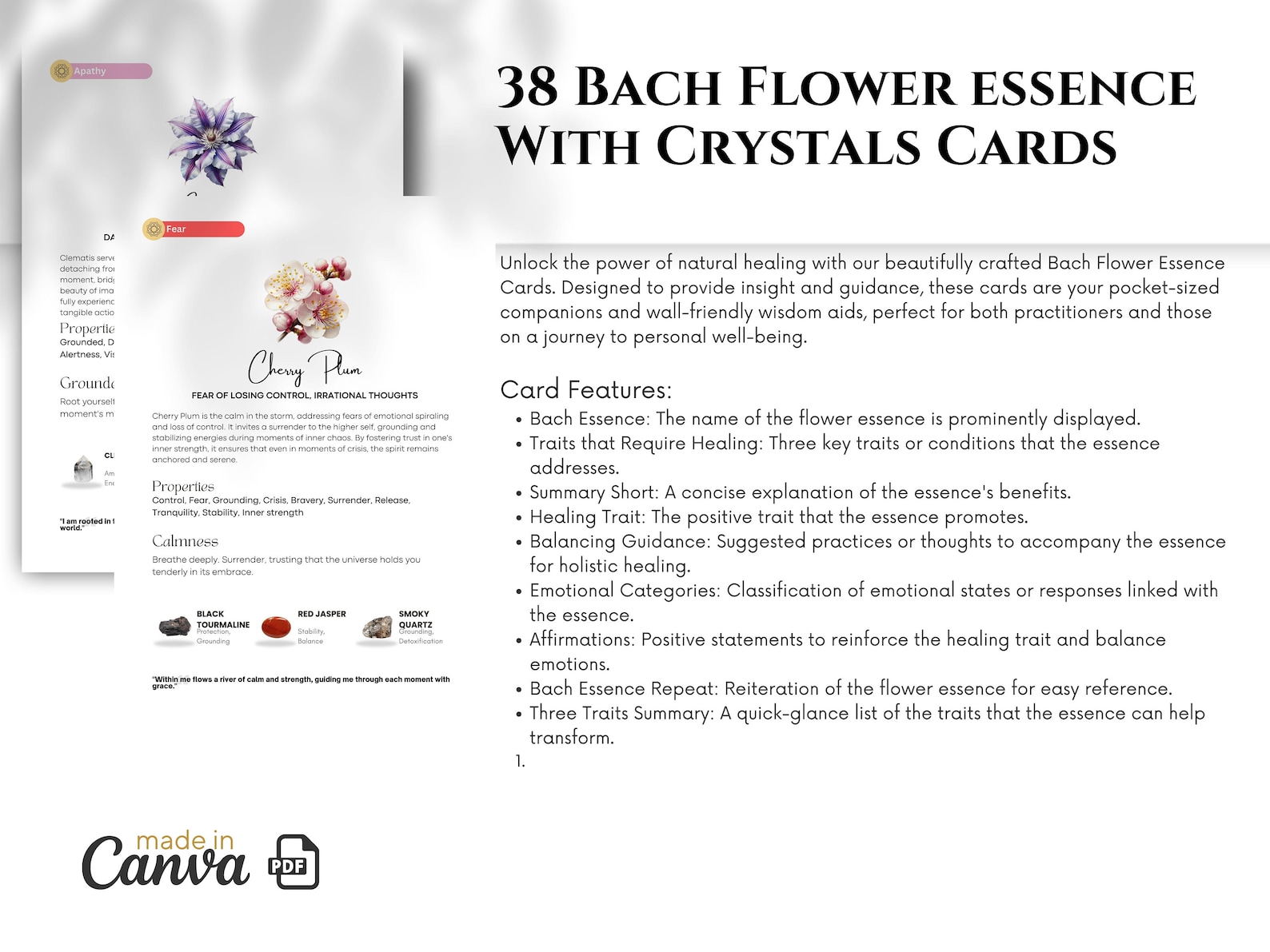 Bach Flower Cards With Crystals Bach Flower Essence Crystal - Etsy