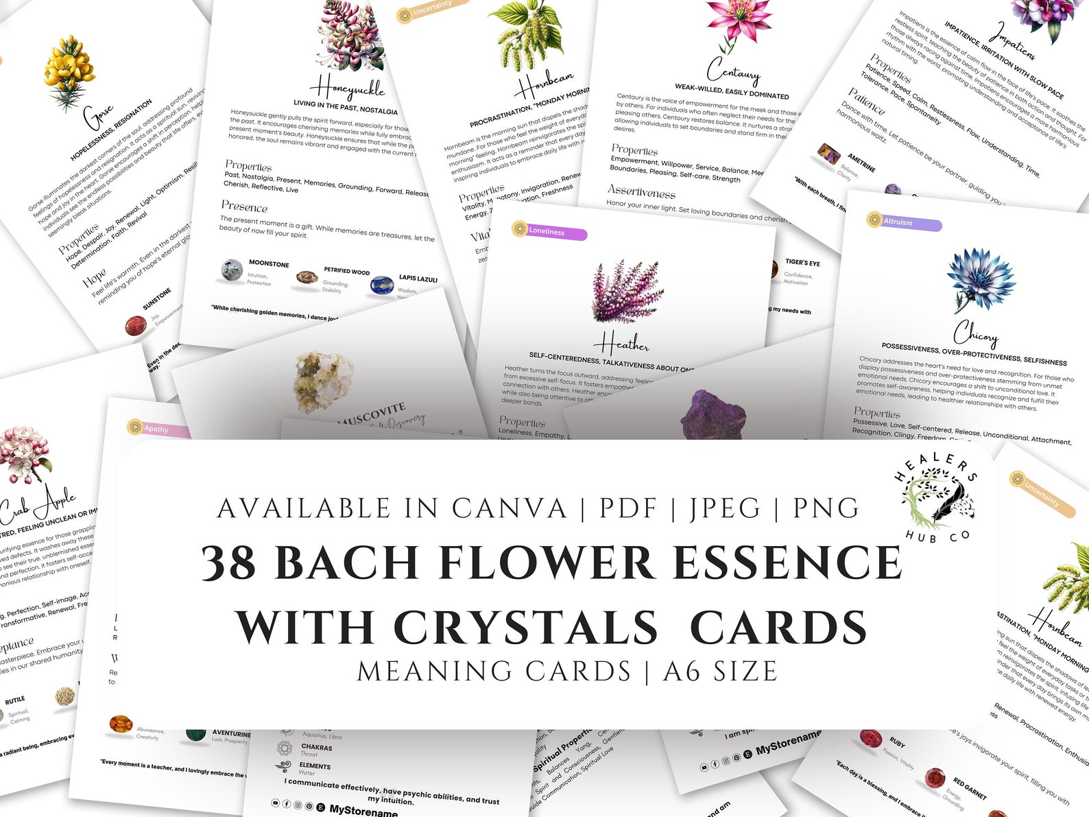 Bach Flower Cards With Crystals Bach Flower Essence Crystal - Etsy