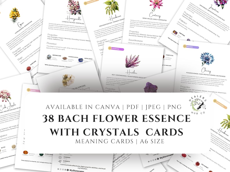 Bach Flower Cards With Crystals Bach Flower Essence Crystal - Etsy