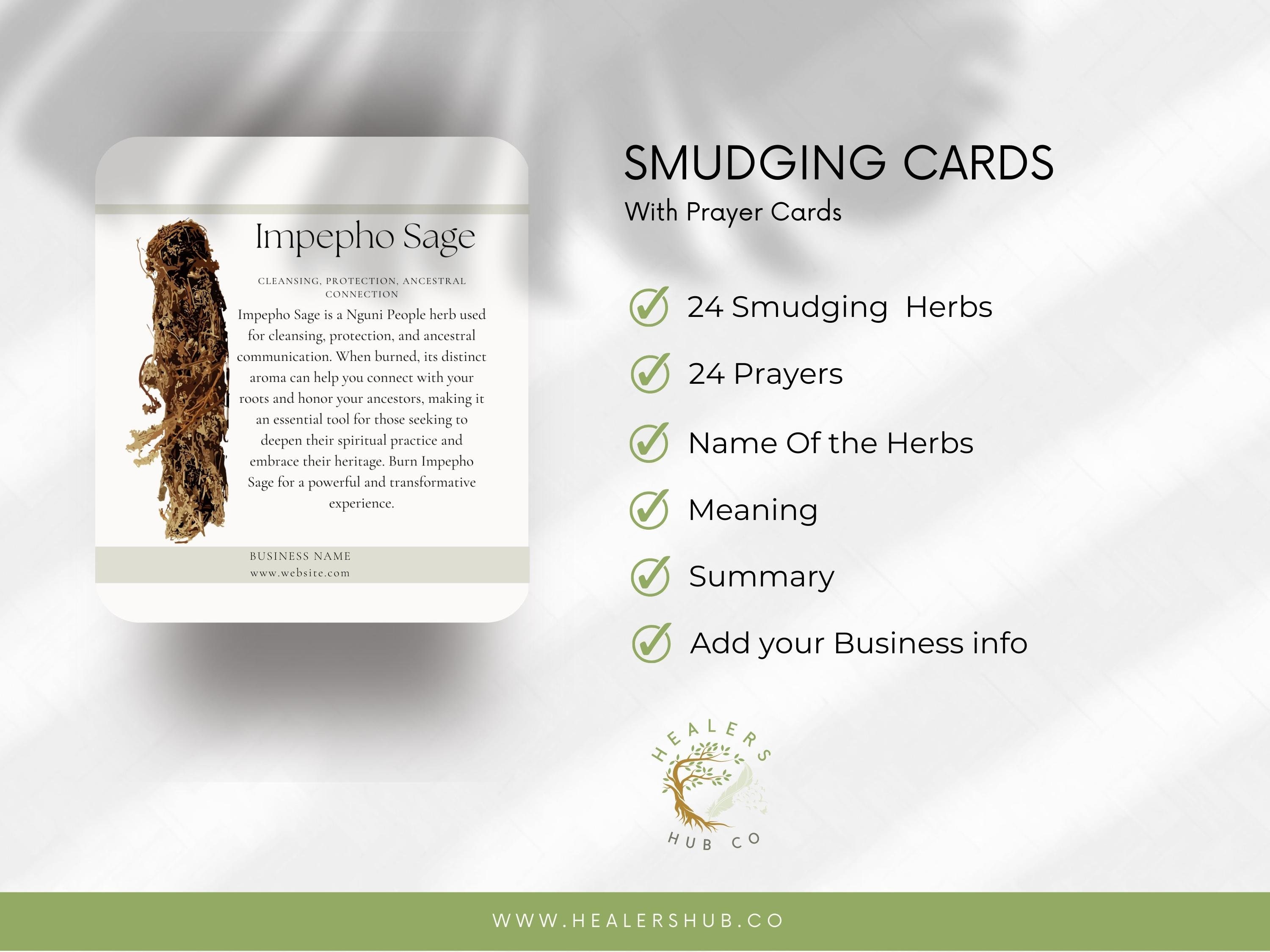 Smudging & Prayer Cards Set Spiritual Cleansing Herbs Guide, Sacred ...