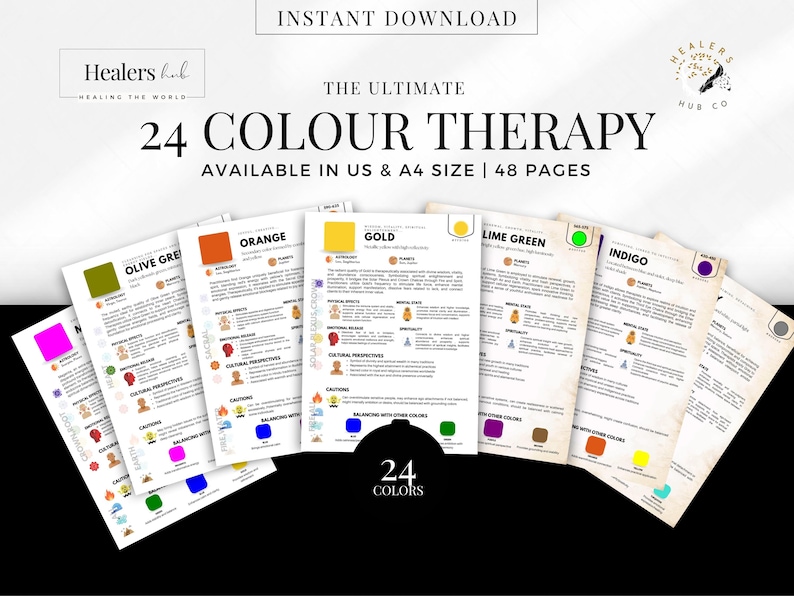 Complete Color Therapy / Chromotherapy Guide: 24 Color Fact Sheets ...