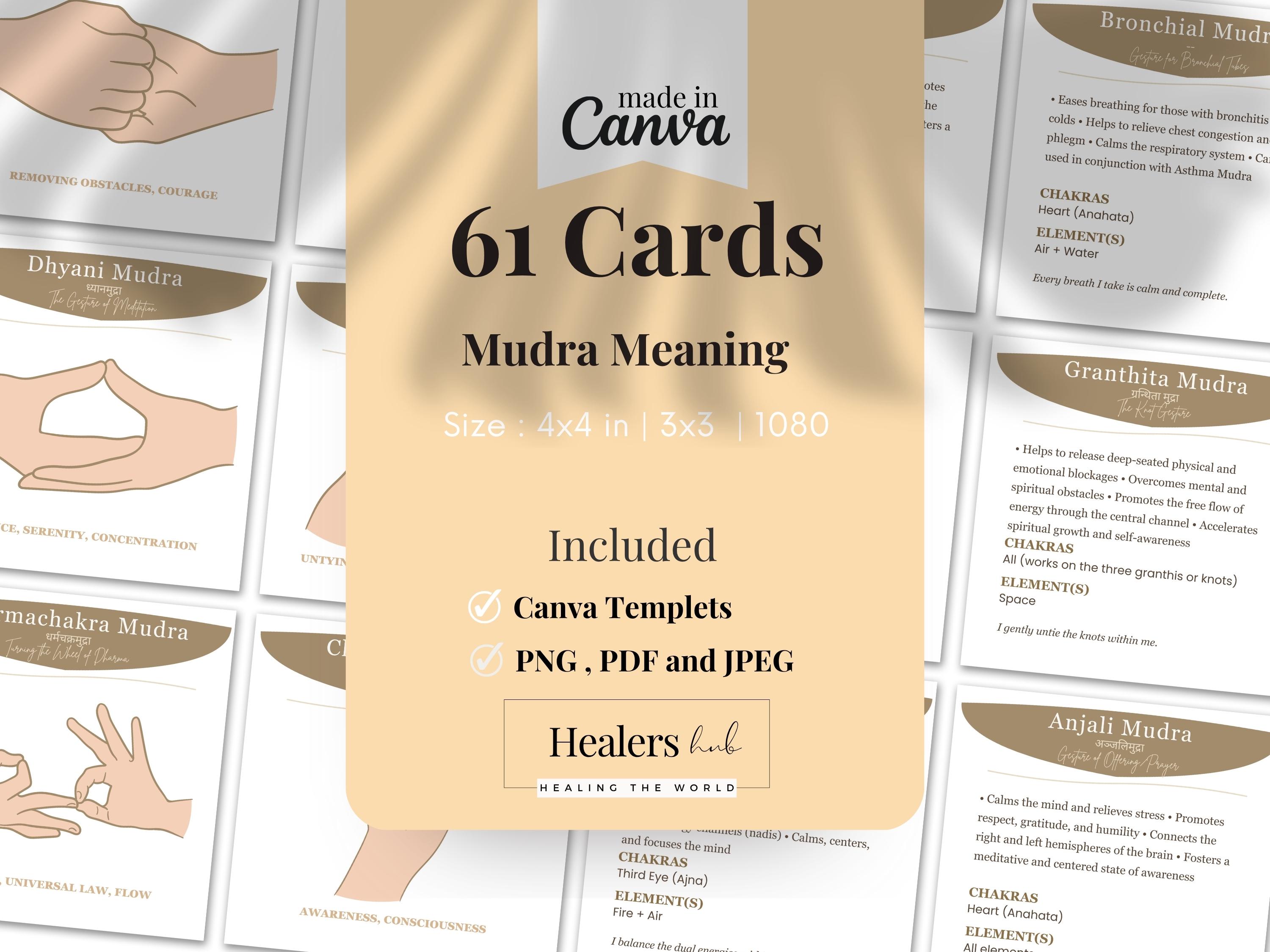 Mudra Digital Cards With Canva Template – Yoga Hand Gestures, Chakras ...