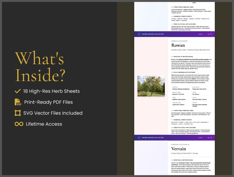 European Smudge Herb Fact Sheets for Grimoire & Green Witch (PDF) - Etsy