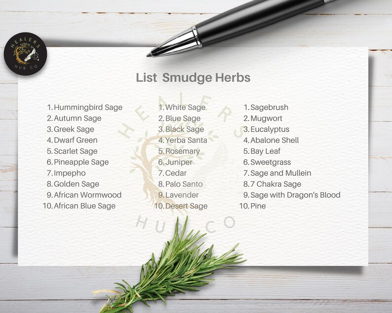 Herb Smudge Card Set: 30 Herb Meanings, Smudging Guide (digital ...