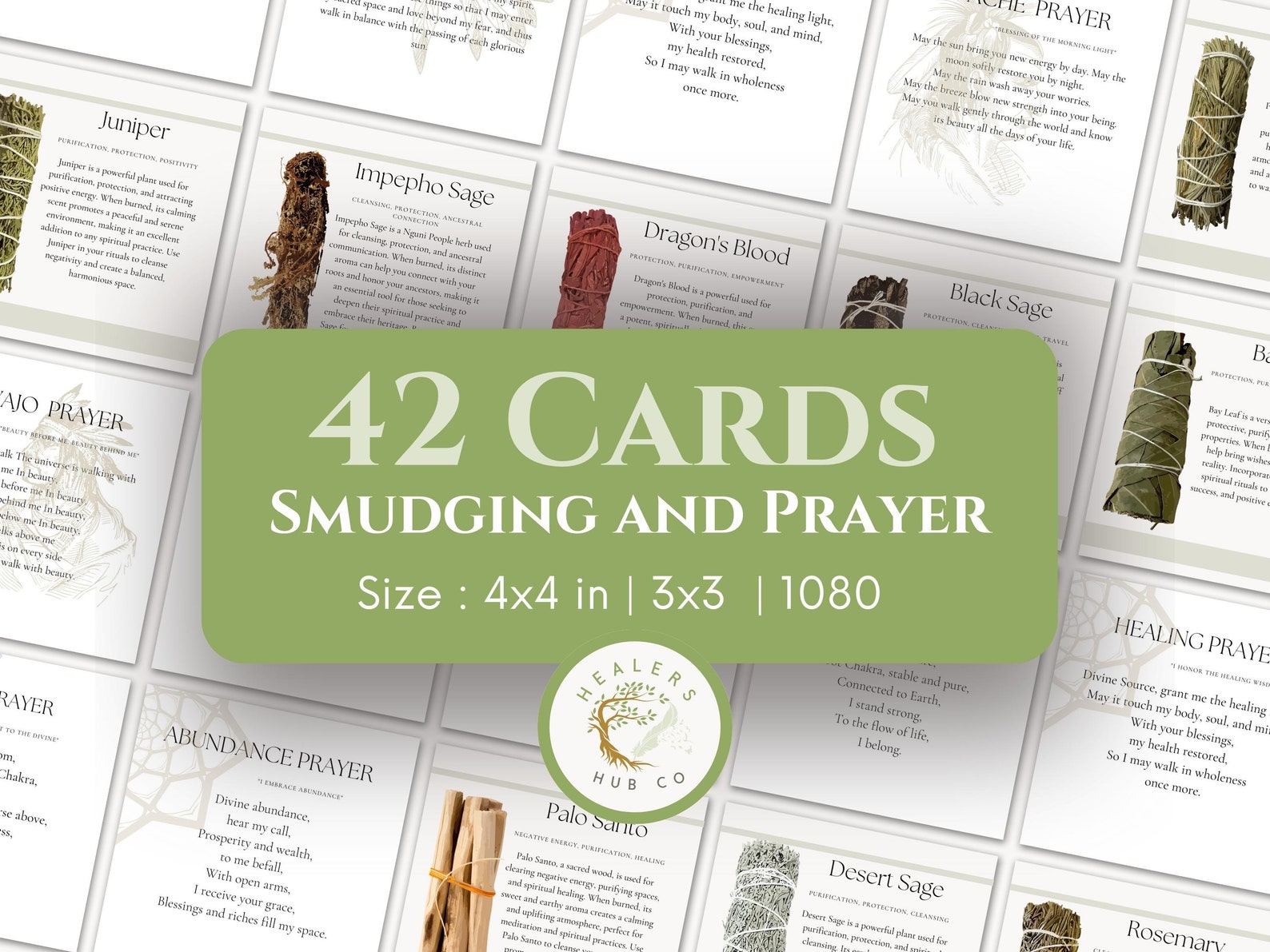 Smudging & Prayer Cards Set Spiritual Cleansing Herbs Guide, Sacred ...