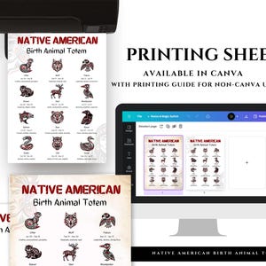 Native American Birth Animal Totem Charts | Printable PDF & Canva ...