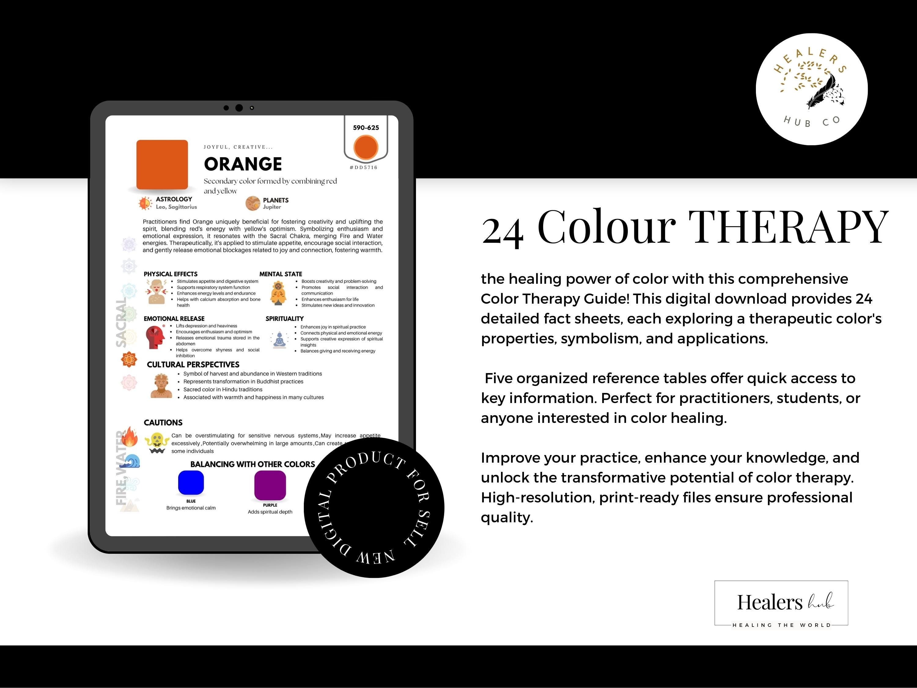Complete Color Therapy / Chromotherapy Guide: 24 Color Fact Sheets ...