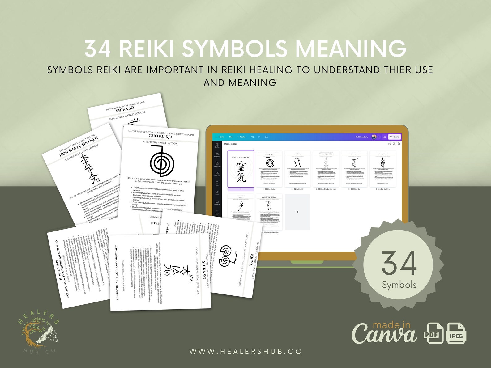 Reiki Symbols Bundle: Digital Cards With Canva Template | Usui, Karuna ...