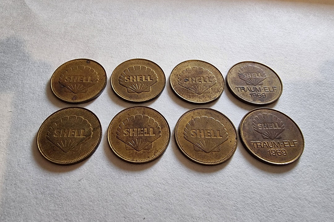 Vintage SHELL Tokens. Metal Tokens for Fuel Gas. Collection.coins. - Etsy